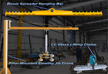 Vacuum lifter with Jib Crane & Glass lifting bar & Glass slings ...